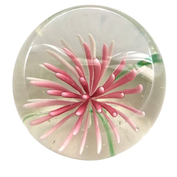 Unbranded | Accents | Vtg Art Glass Paperweight Pink Water Lily Flower ...